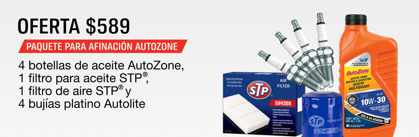 $589 PAQUETE PARA AFINACIÓN AUTOZONE: 4 BOTELLAS DE ACEITE AUTOZONE, 1 ...